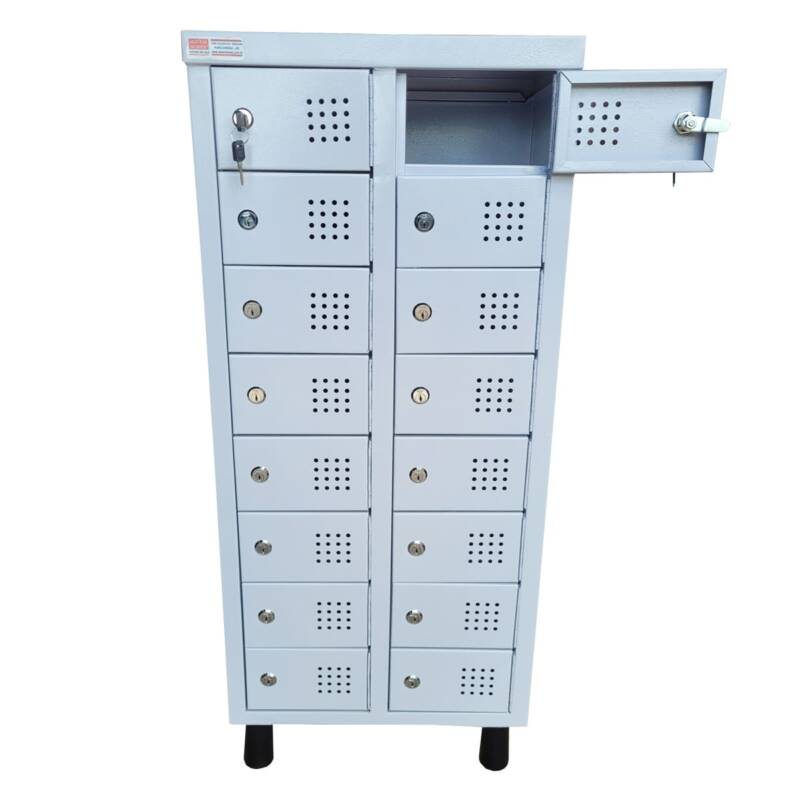 Armário de Aço para Guardar Celular 16 Portas 100X43X28 cm
